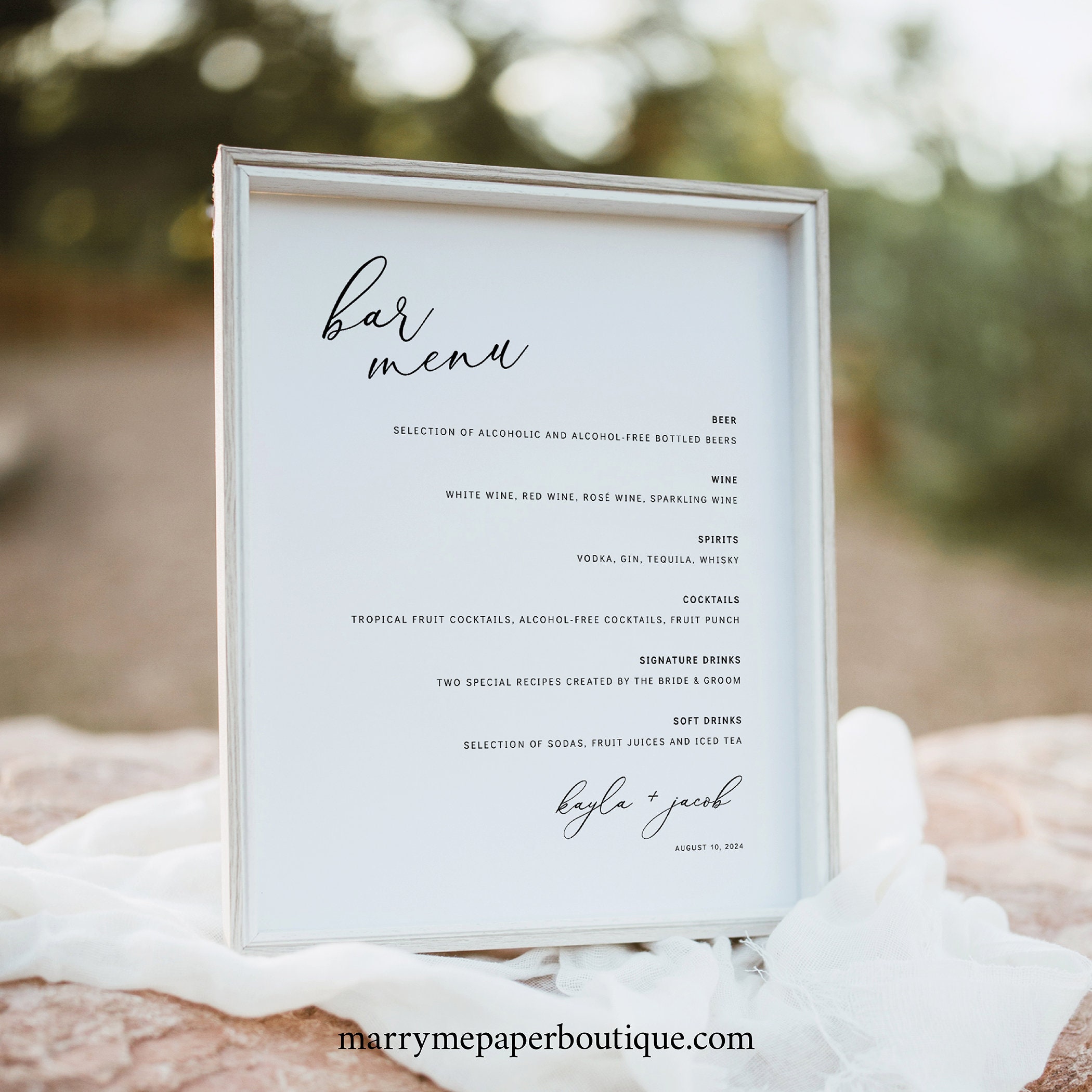 Wedding Bar Menu Template Modern Elegance Elegant Wedding - Etsy