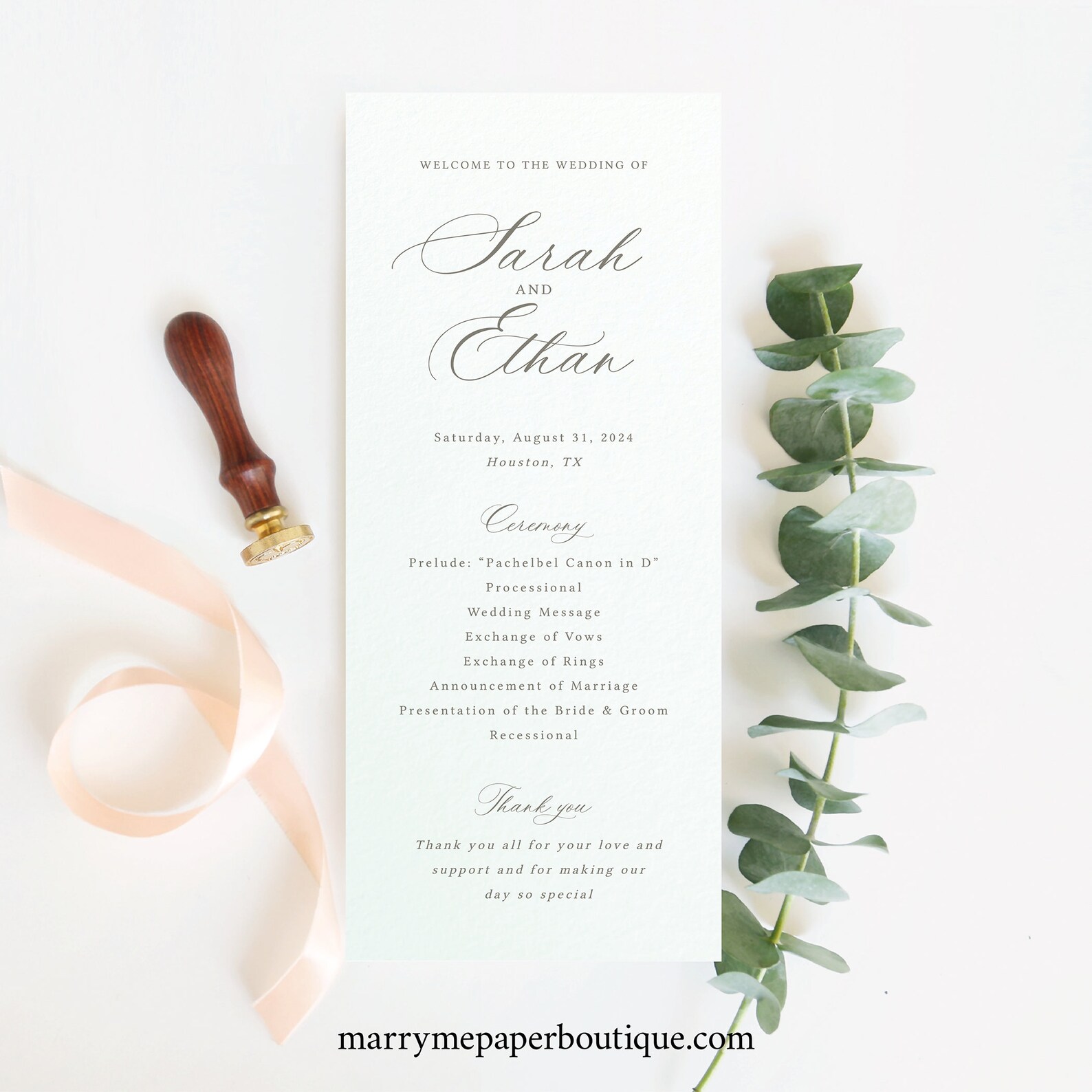 Wedding Program Template Calligraphy Wedding Ceremony - Etsy UK