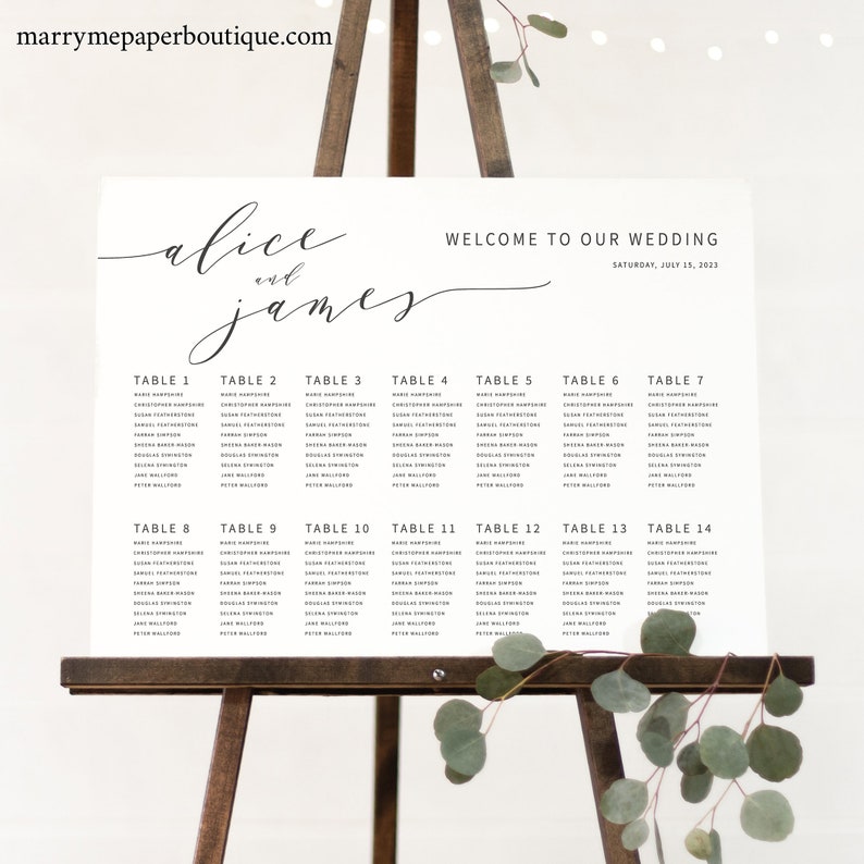 Elegant Wedding Seating Chart Template Modern Seating Plan - Etsy