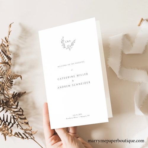 Printable Program Template Folded Wedding Ceremony - Etsy