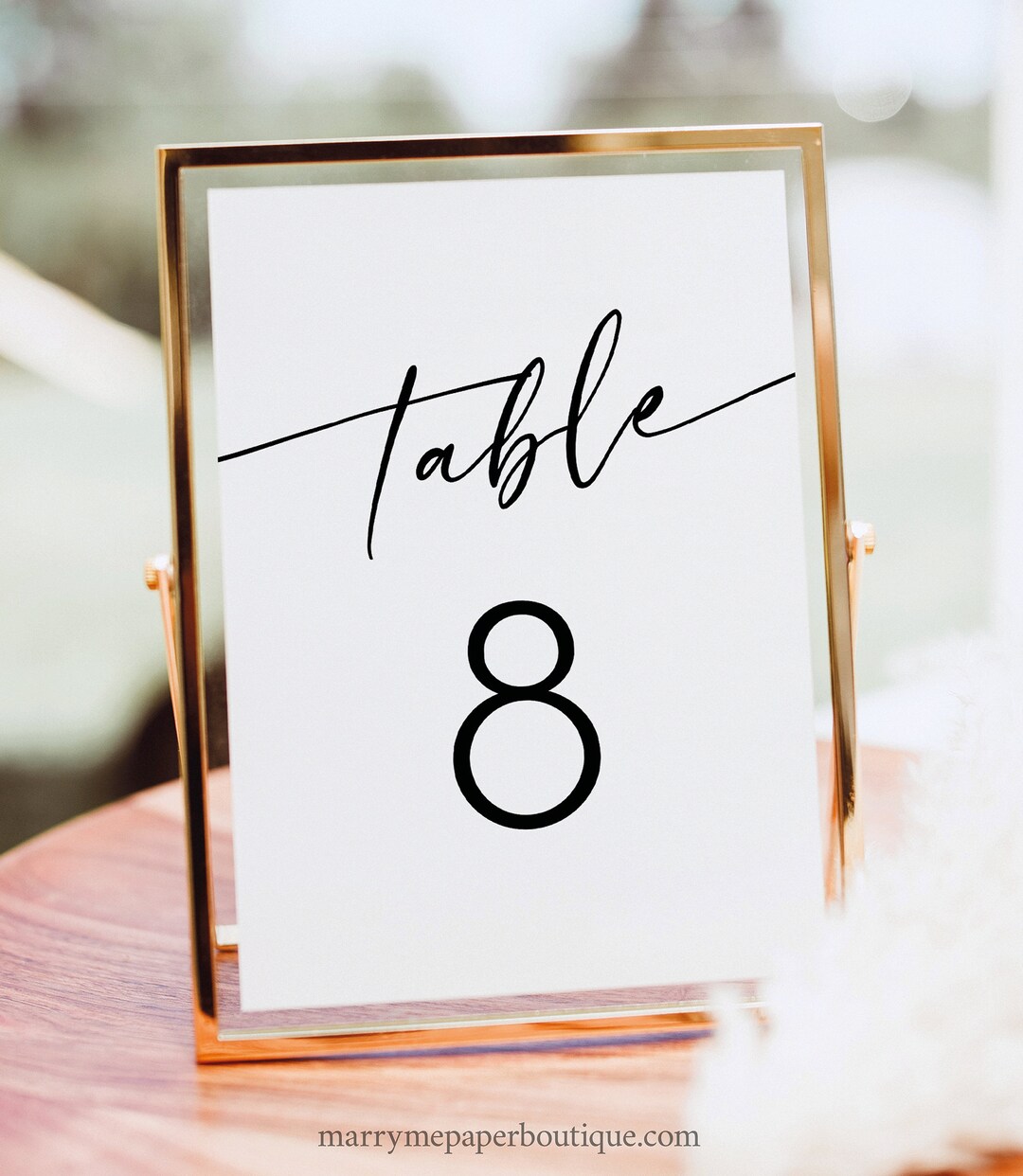Table Number Sign Template, Minimalist Calligraphy, Editable, 4x6, 5x7 ...
