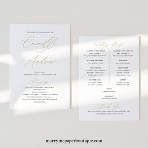 Wedding Ceremony Program Template 5x7 Stylish Gold Script - Etsy