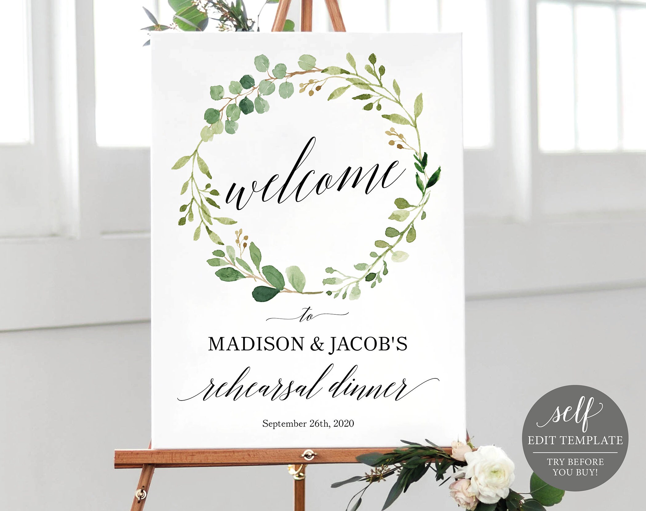 Paper Paper & Party Supplies Editable & Printable Eucalyptus The Night ...