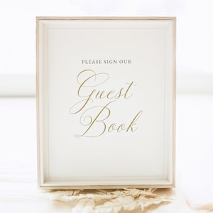 Please Sign Our Guestbook Sign Template, Calligraphy Design in Gold ...