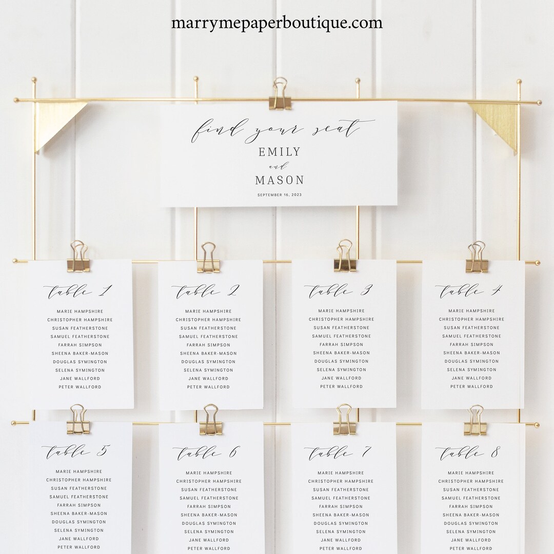Seating Chart Sign Template, Try Before Purchase, Formal & Elegant ...