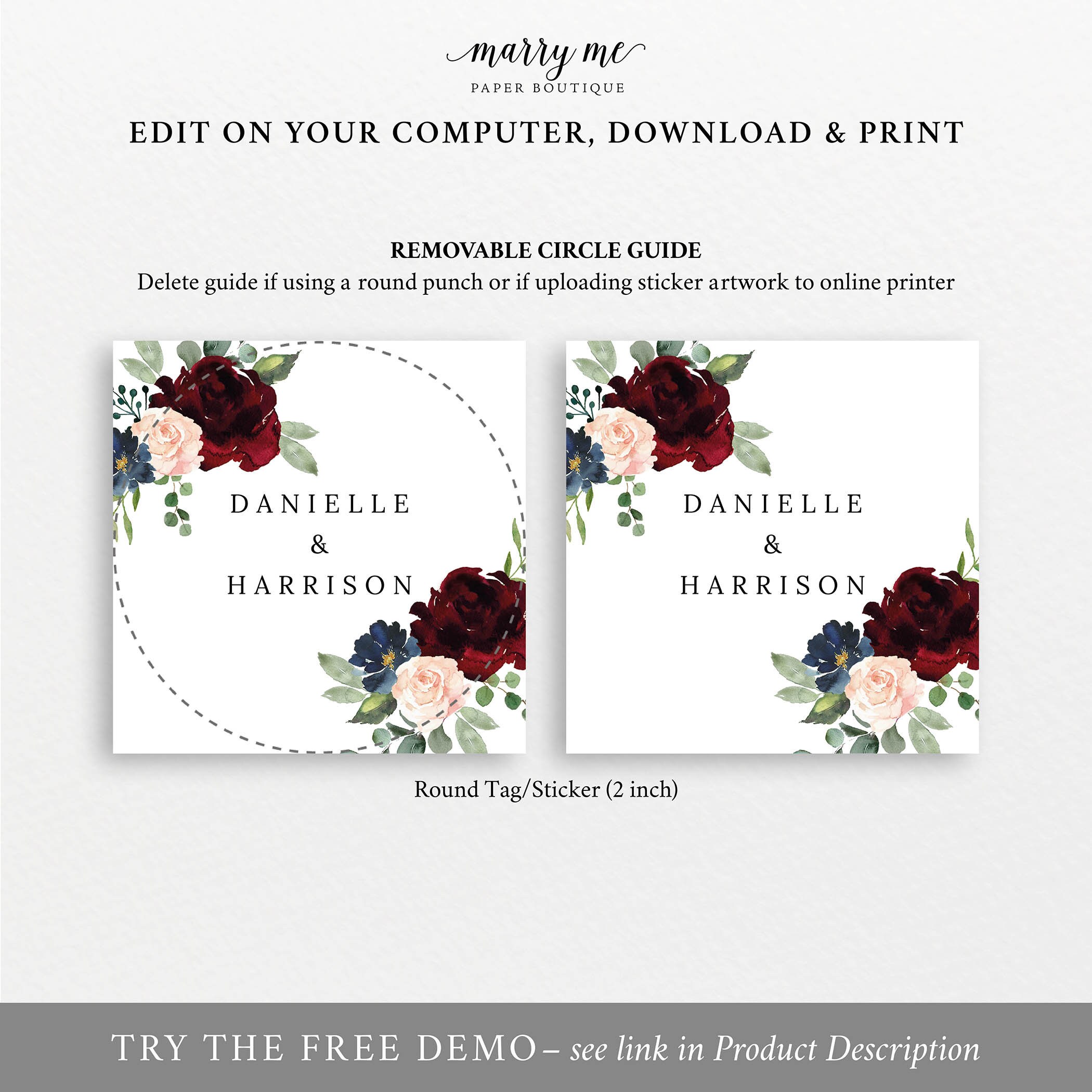 Wedding Favor Tag Circular Round Favor Tag Template Printable Editable ...