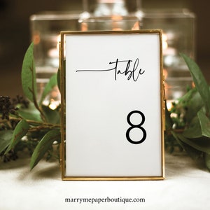 Table Number Sign Template, Modern Contemporary, Clean Simple Wedding ...