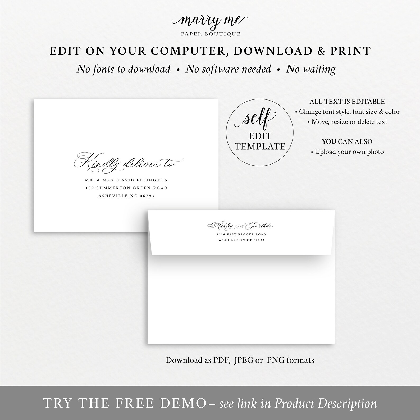 Envelope Addressing Template Elegant Classic Calligraphy | Etsy