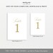 Table Number Sign Template, Calligraphy Design in Gold, 4x6, 5x7 ...