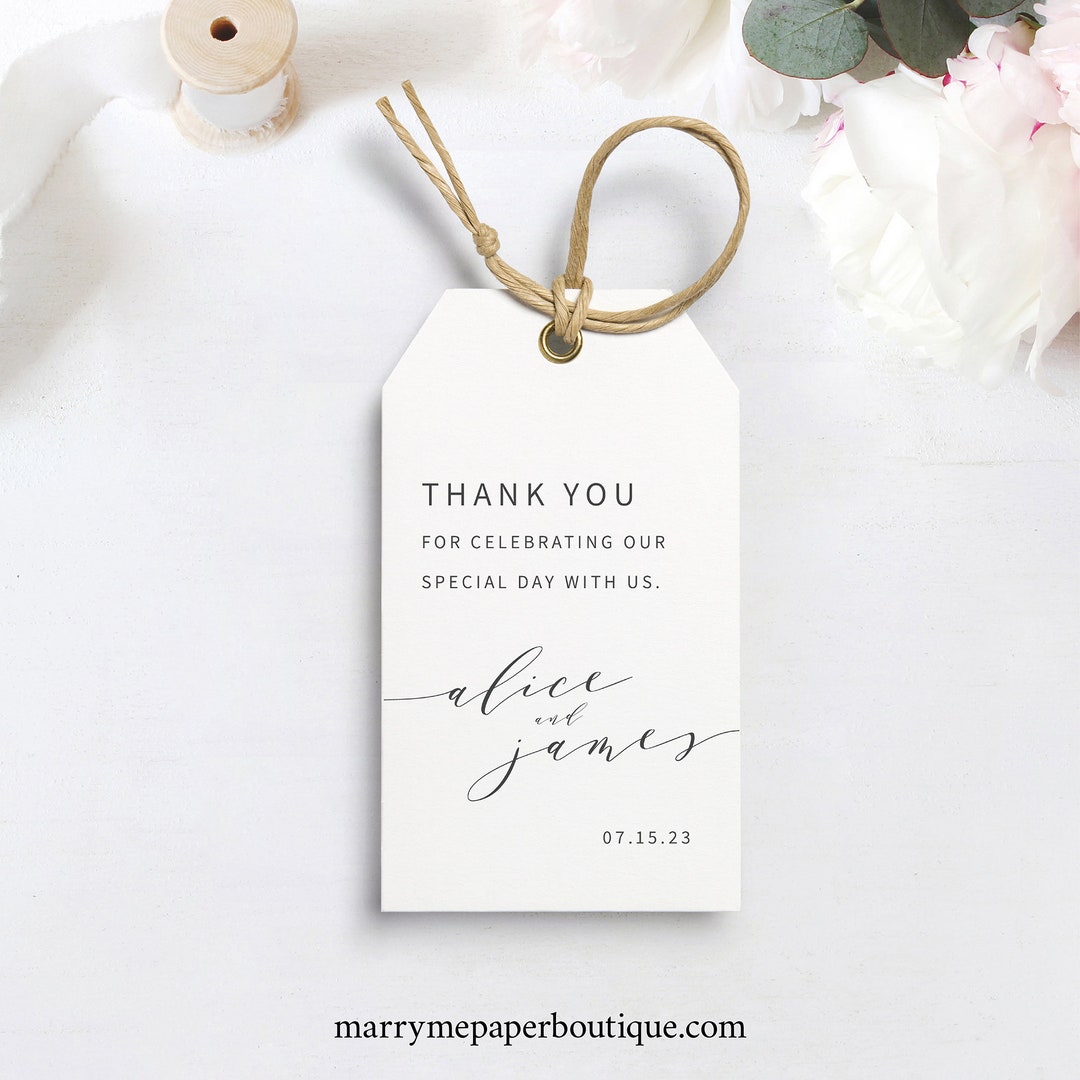 Elegant Favor Tag Template, Modern Wedding Gift Tag Printable, Instant ...