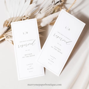 Reserved Seating Sign Template, Monogram & Border, Editable, Reserved ...