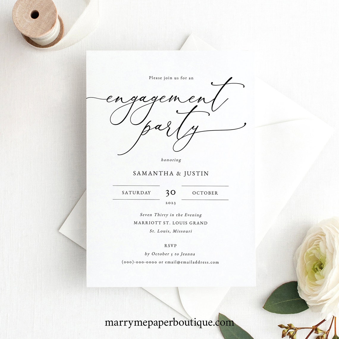Classic Engagement Party Invitation Template Elegant - Etsy