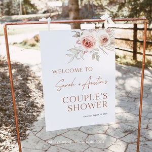 Couples Shower Welcome Sign Template, Elegant Floral Boho, Couples ...