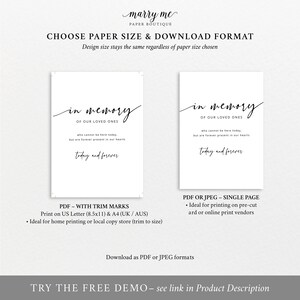 In Memory Sign Template, Modern Calligraphy, 5x7, in Memory Sign ...