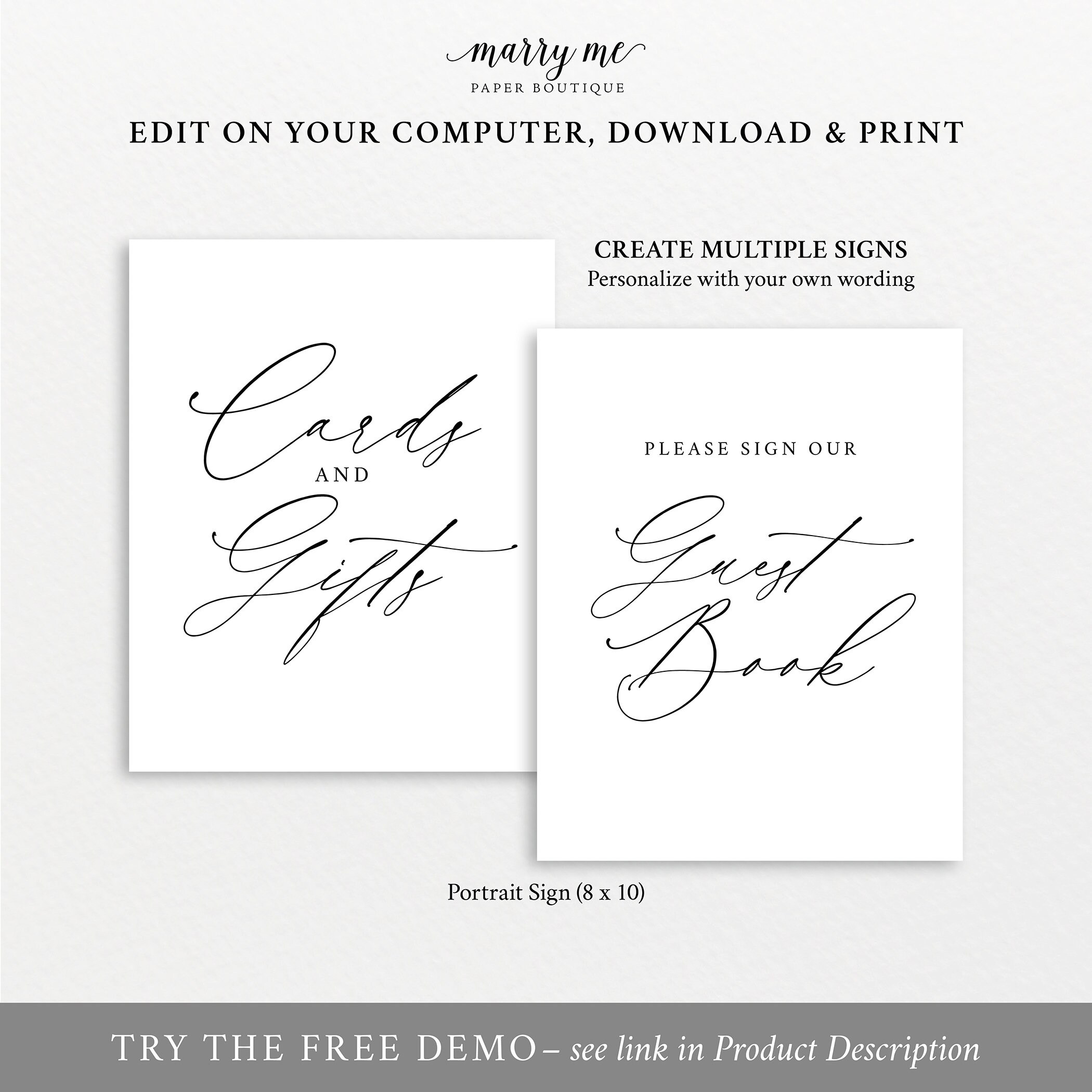 Create MULTIPLE Signs Template 8x10 Stylish Script Try | Etsy