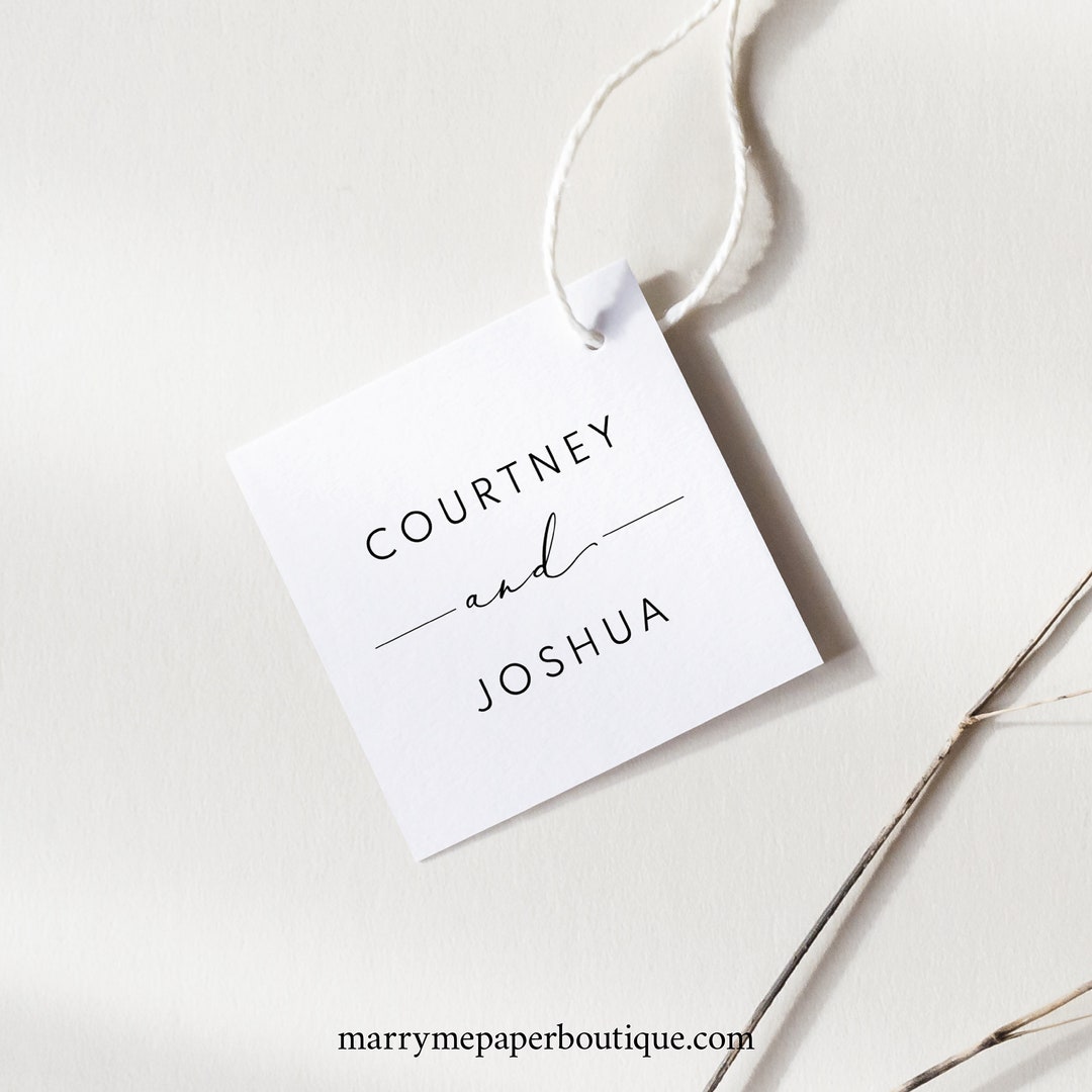 Square Favor Tag Template, Elgant Script, Printable Square Gift Tag ...