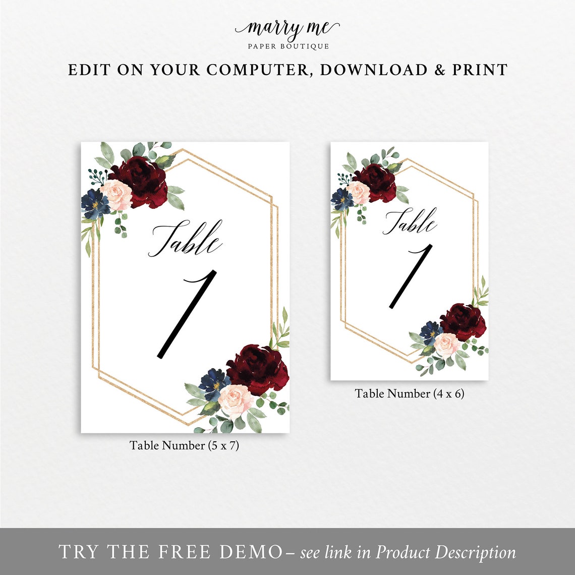 Table Number Sign Template Demo Available Templett - Etsy