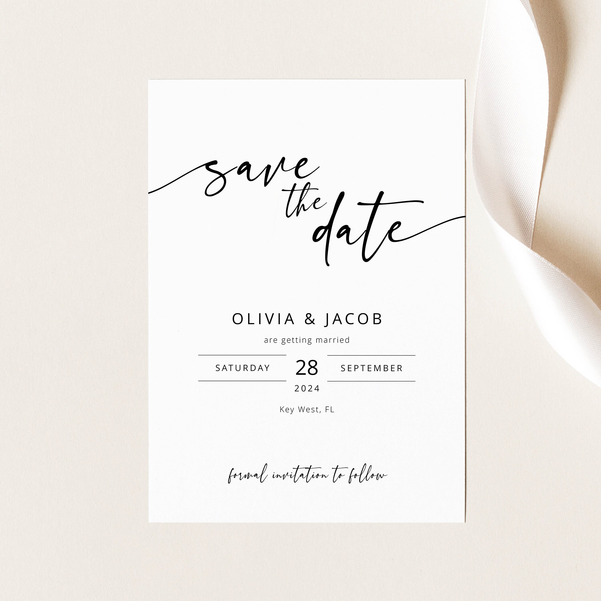 Elegant Handwritten Style Save Our Date Card Printable Save the Date ...