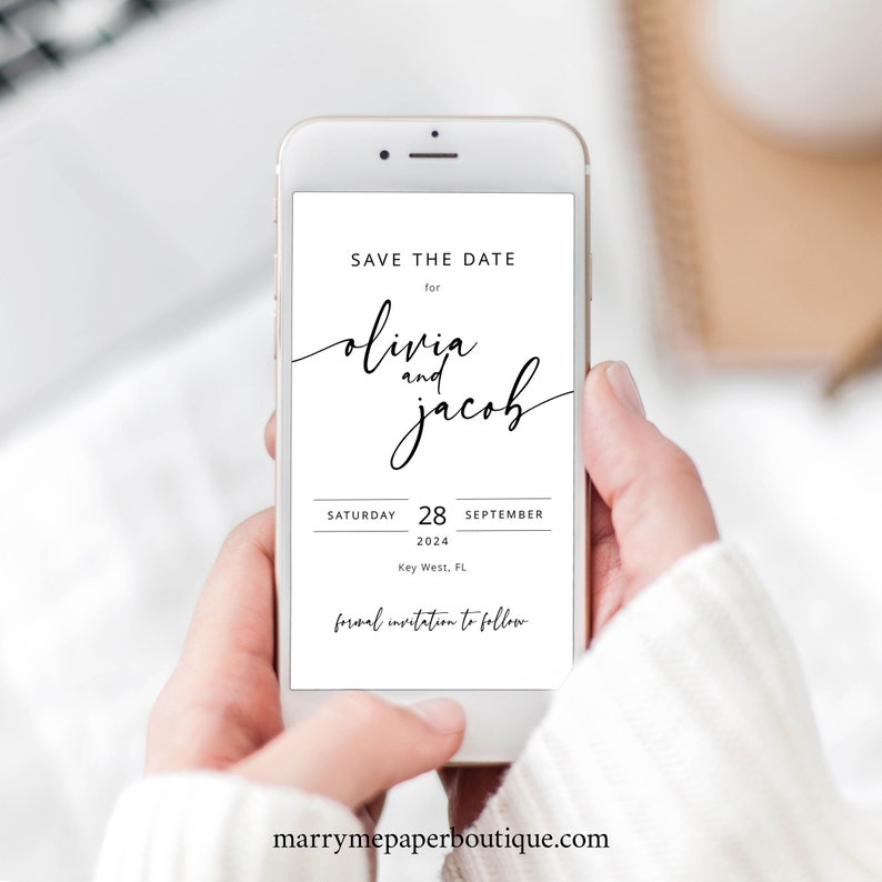 Save the Date Text Invitation Template Modern Calligraphy - Etsy UK