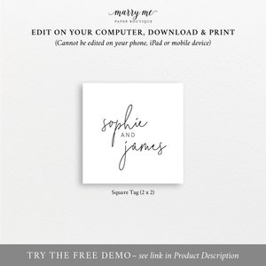 Square Tag Template Minimalist Elegant Editable & Printable - Etsy