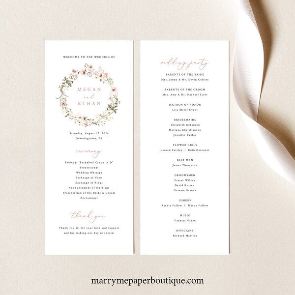 Rustic Wedding Program - Etsy