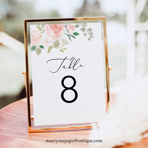 Floral Wedding Table Numbers Table Number Template Printable - Etsy