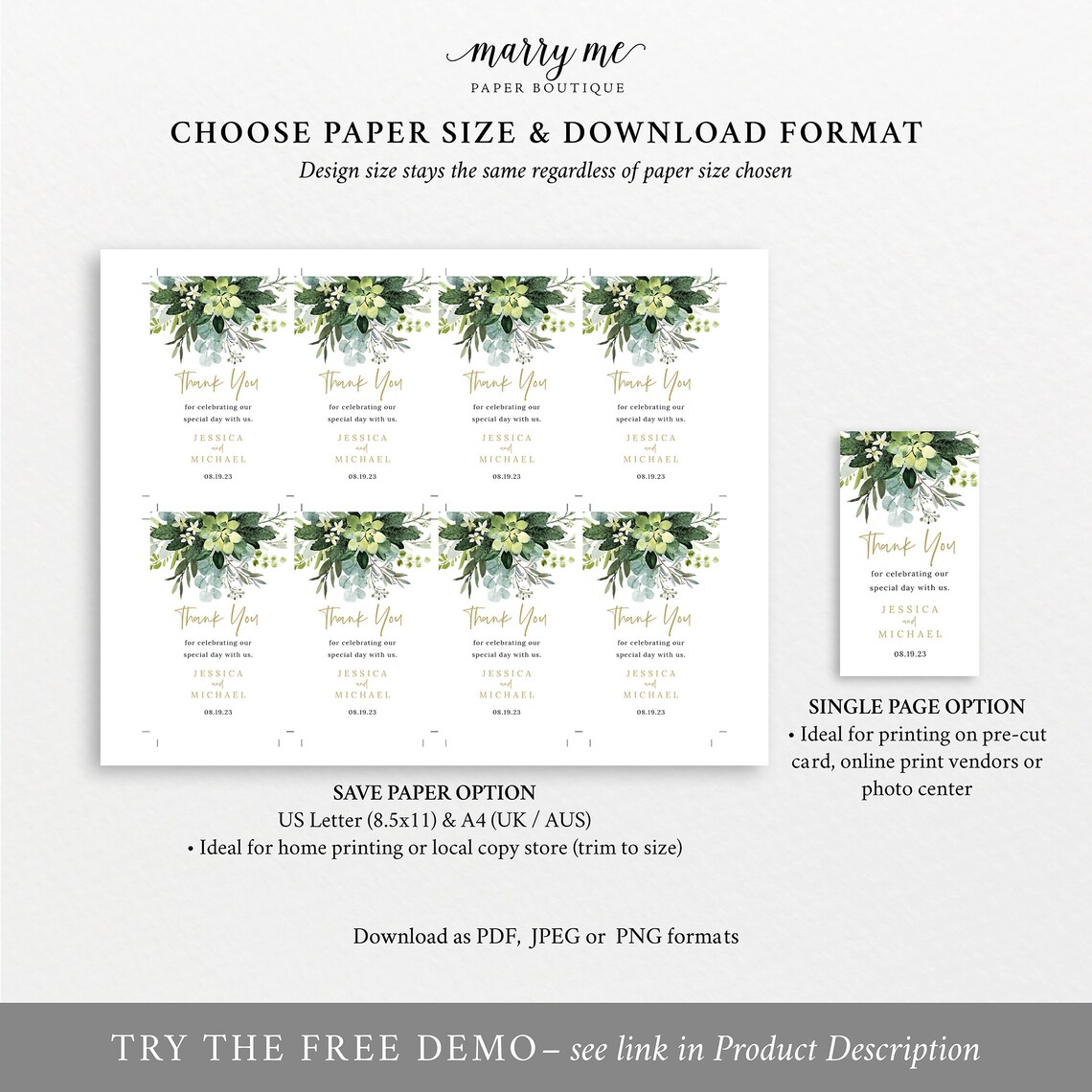 Wedding Favor Tag Template Lush Greenery Wedding Gift Tag | Etsy