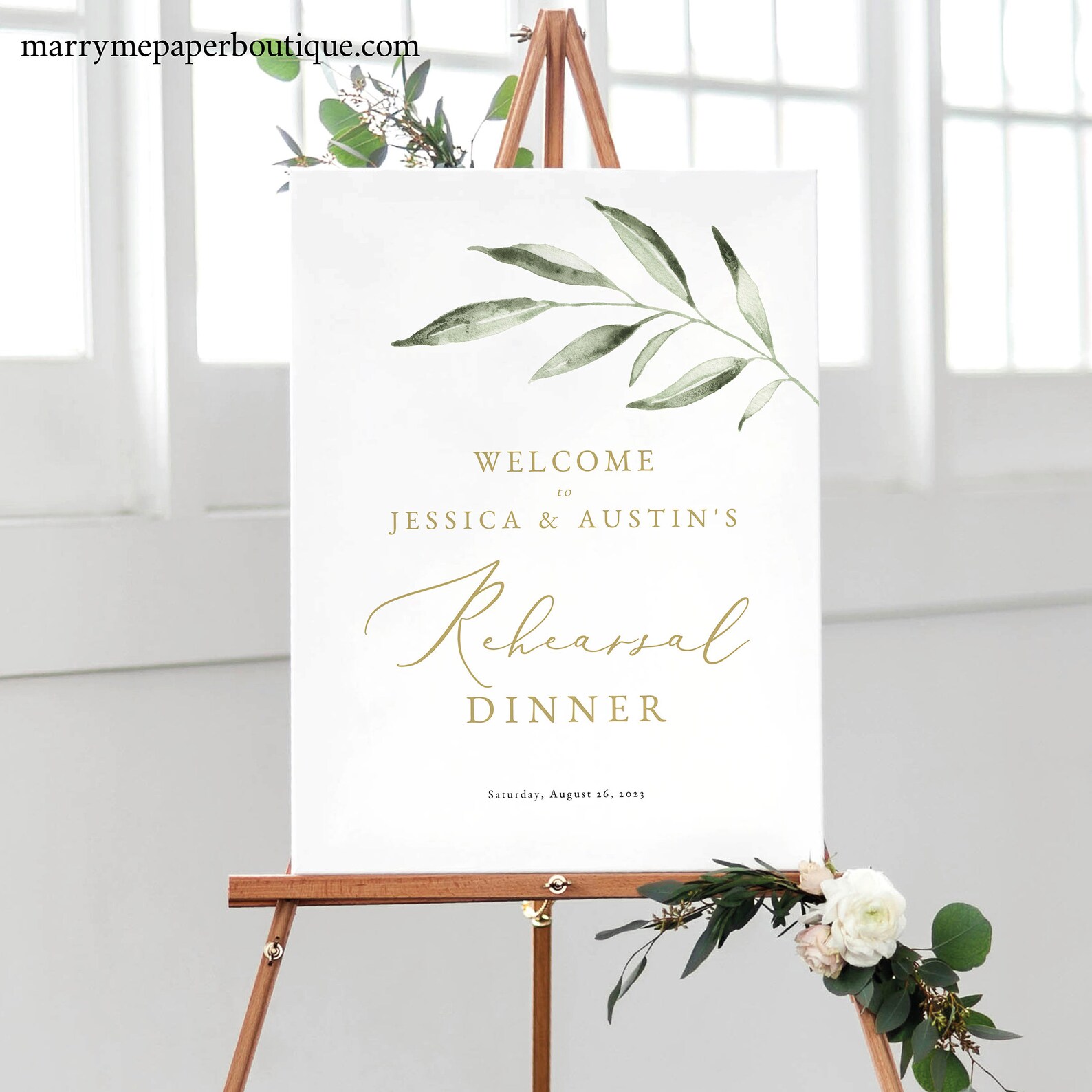 Rehearsal Dinner Welcome Sign Template Olive Leaf Greenery - Etsy