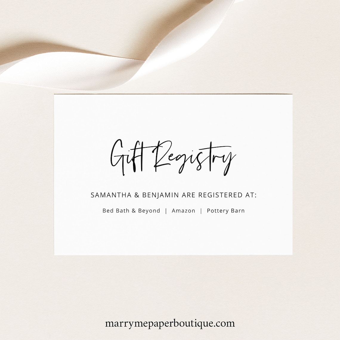 Minimalist Wedding Registry Card Template Modern Calligraphy - Etsy