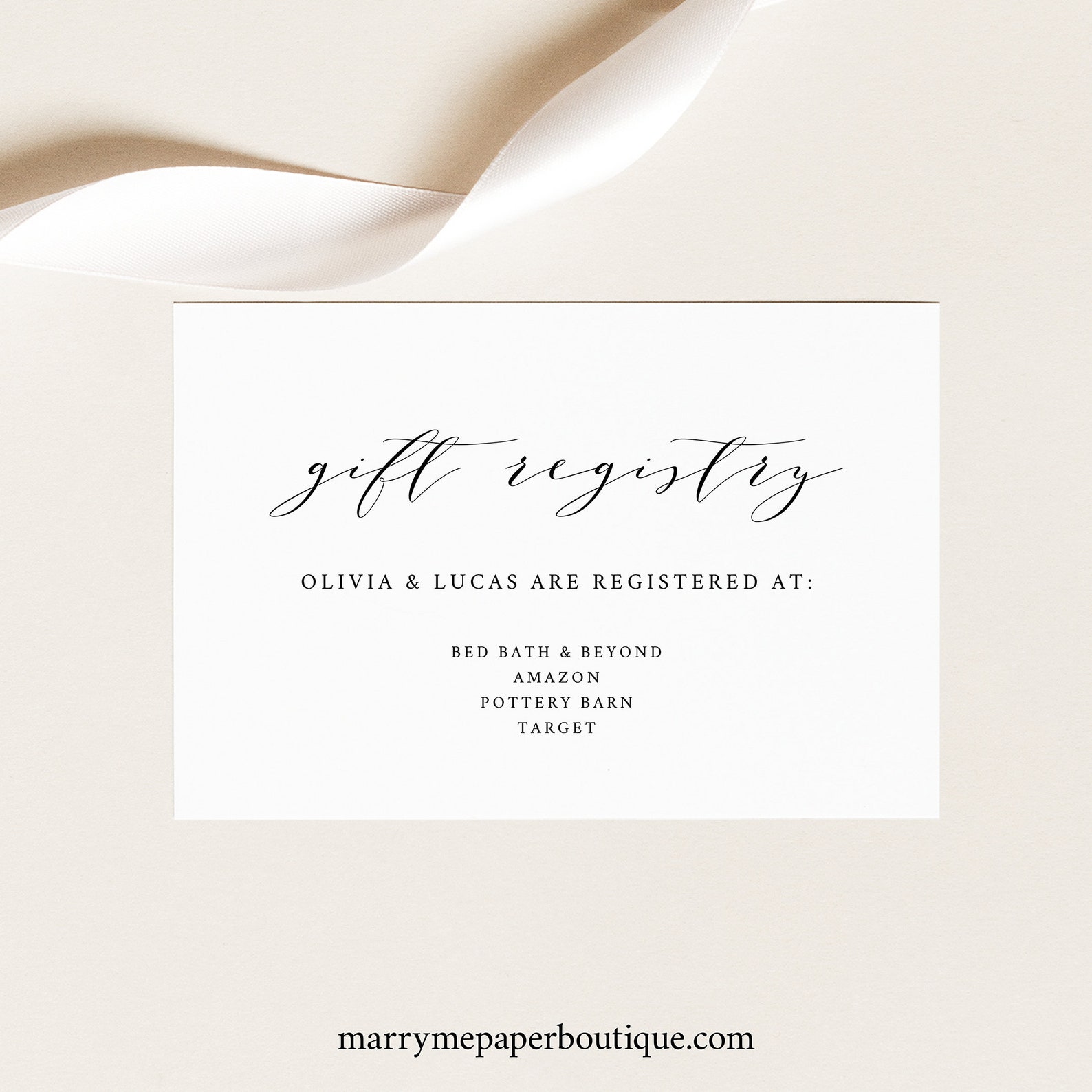 Wedding Registry Card Template Elegant Script Editable | Etsy