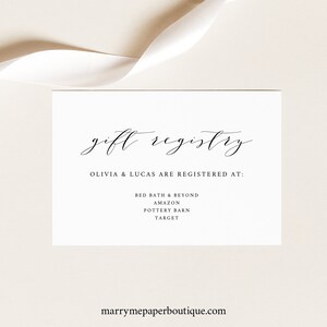 Wedding Registry Card Template, Elegant Script, Editable Instant ...