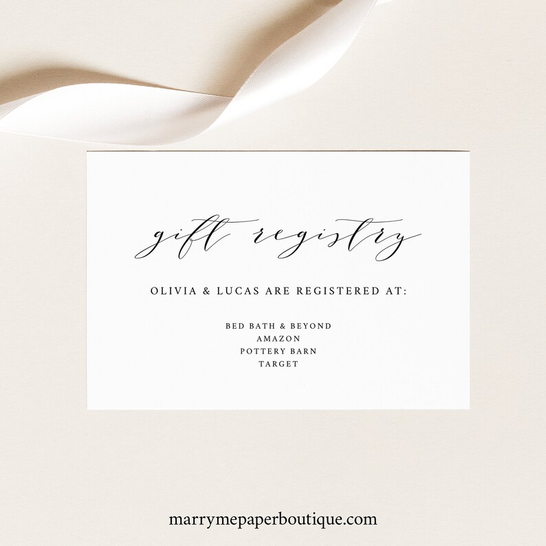 Wedding Registry Card Template Elegant Script Editable - Etsy