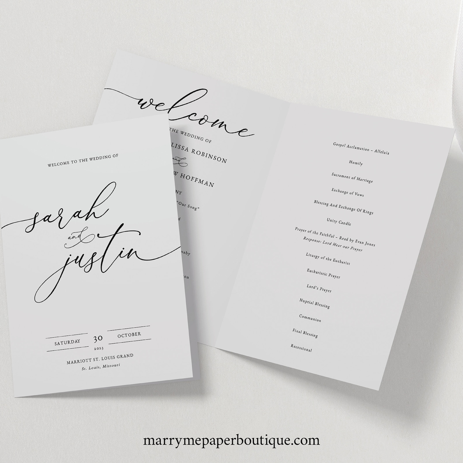 Classic Wedding Program Template Folded Elegant Program | Etsy