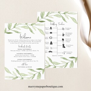 Wedding Itinerary Welcome Card Template Try Before Purchase - Etsy