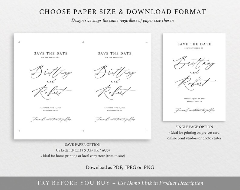 Save the Date Template Stylish Script Font Editable Instant | Etsy