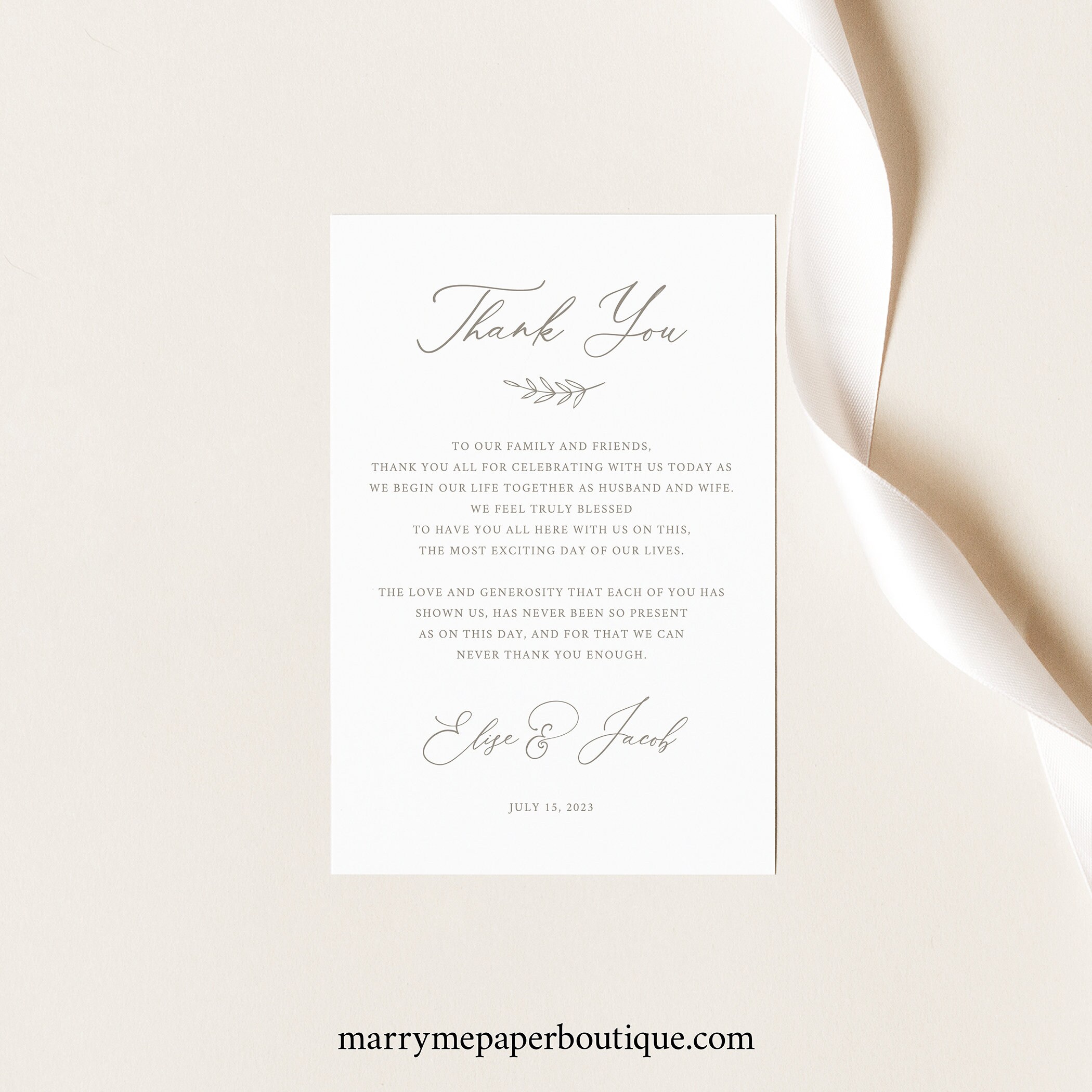 Thank You Letter Template Elegant Font Thank You Note - Etsy