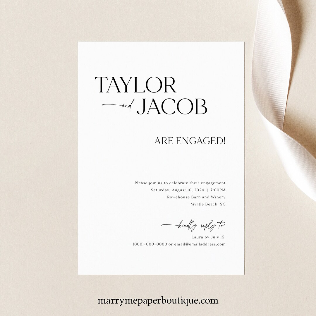 Engagement Party Invitation Template, Modern & Classic, Elegant ...