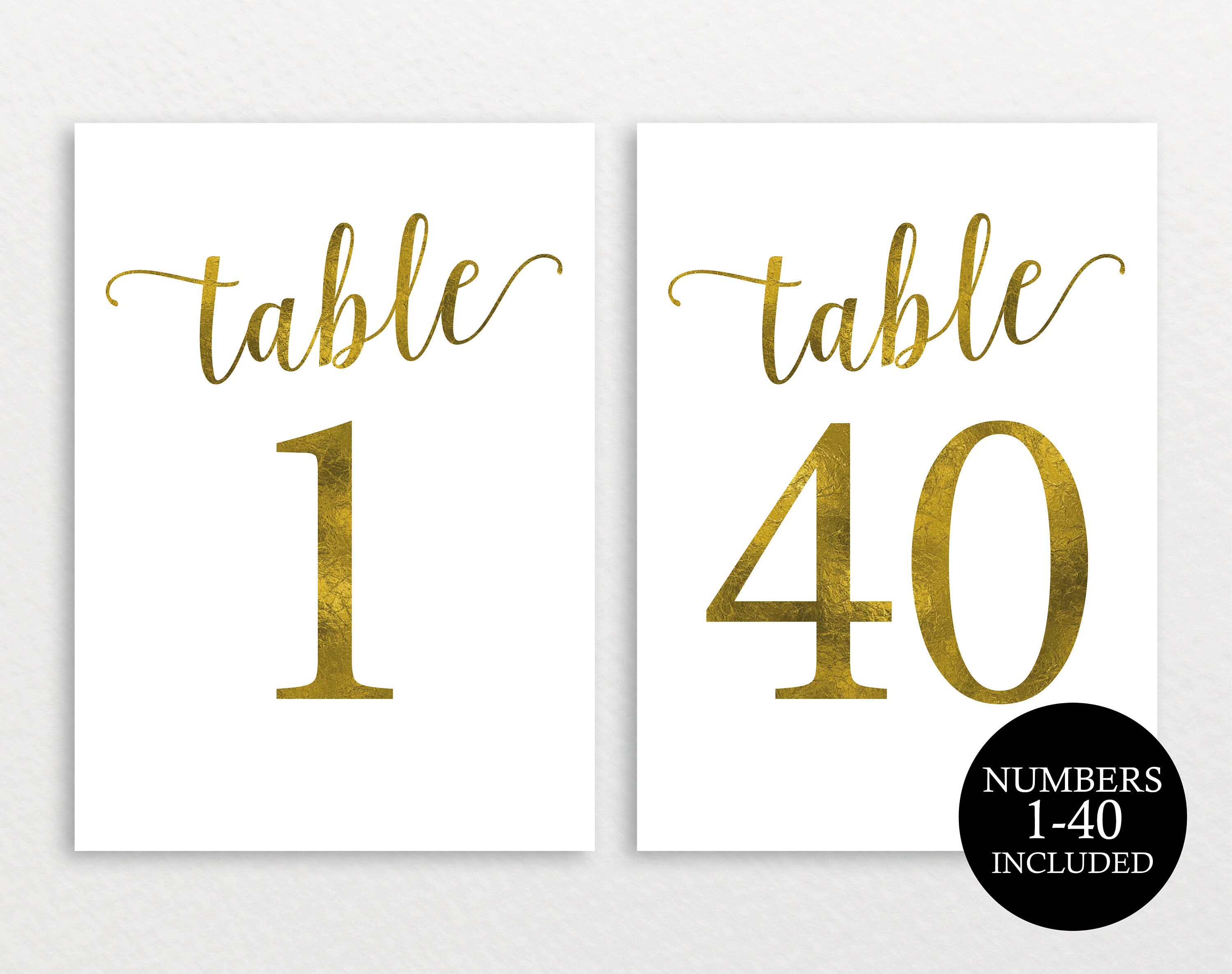 Wedding Table Numbers Template