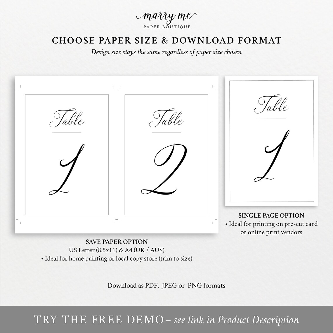 Table Number Sign Template Traditional Wedding Calligraphy & - Etsy