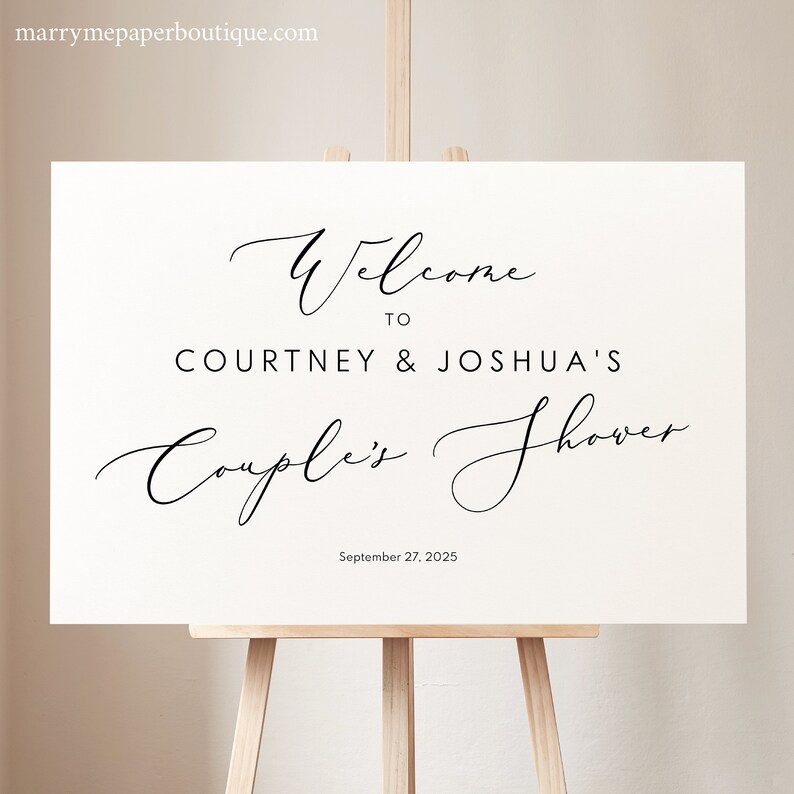 Couples Shower Welcome Sign Template Elegant Script - Etsy