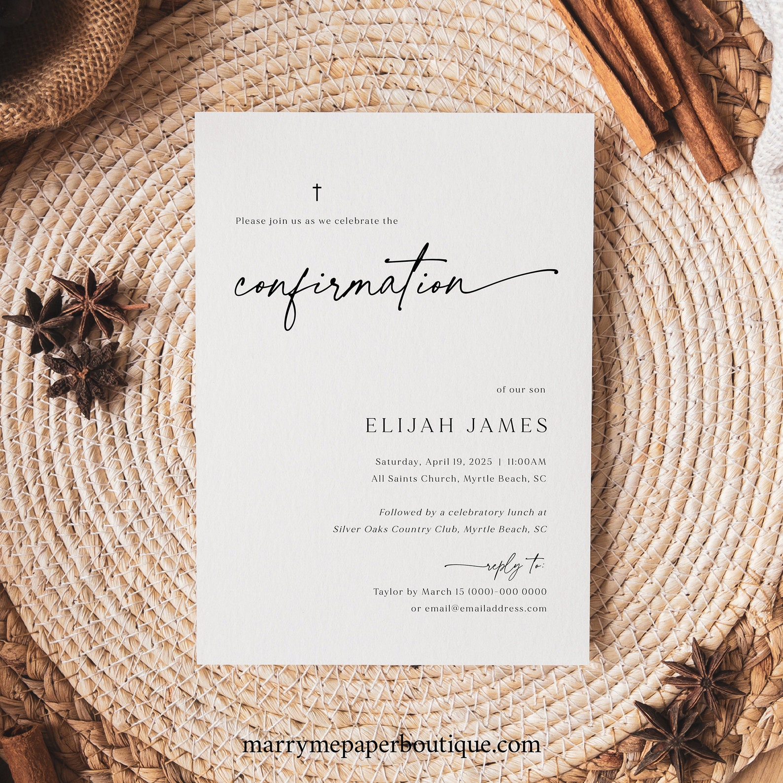 Confirmation Invitation Template Modern & Classic Editable - Etsy