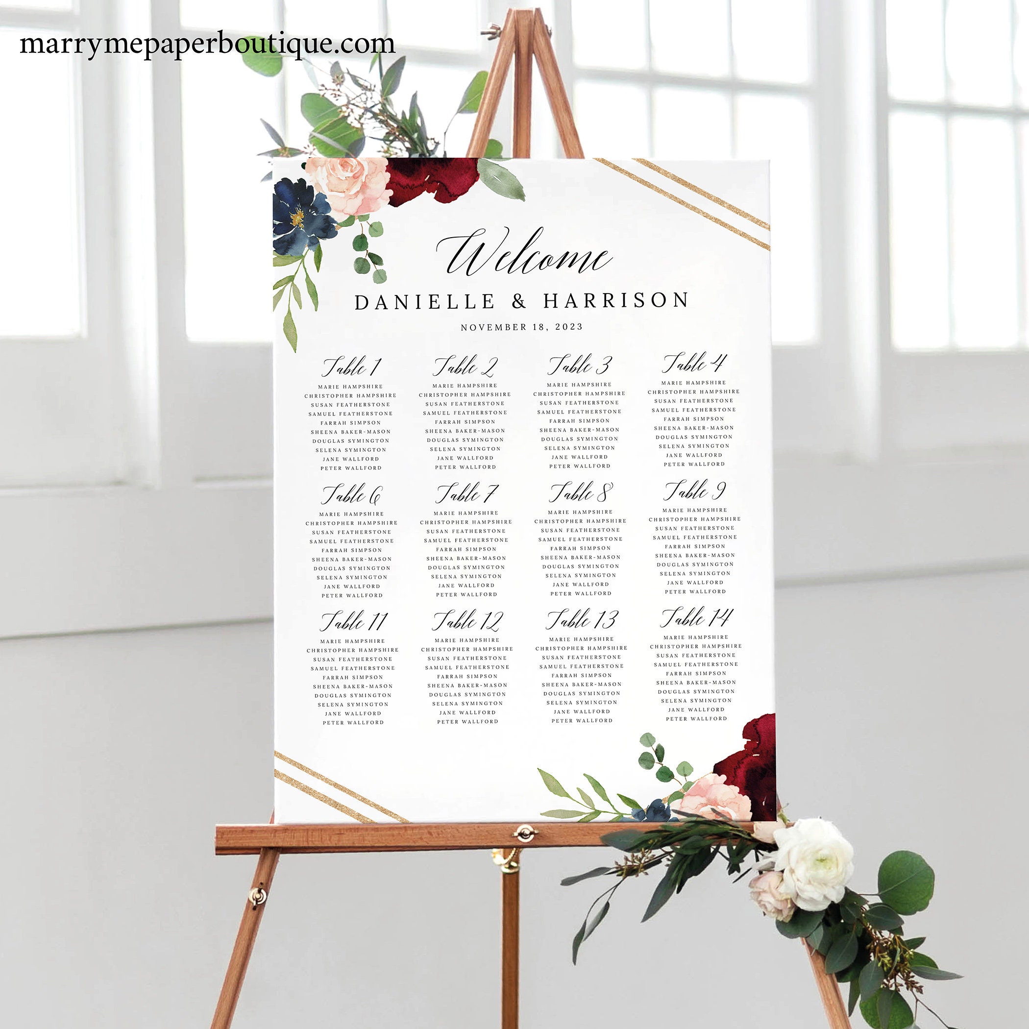 Seating Chart Template Editable & Printable Instant Download - Etsy