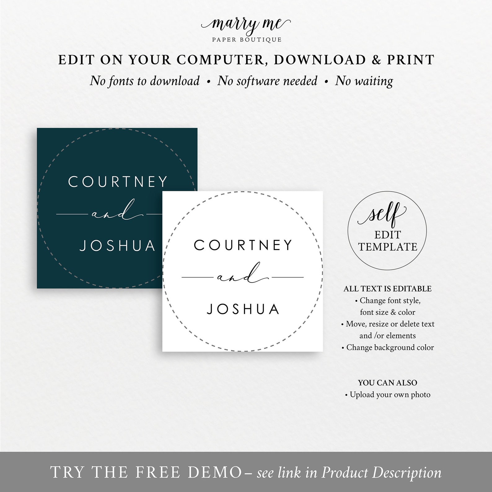 Round Favor Tag Template Round Gift Tag Printable Elegant | Etsy