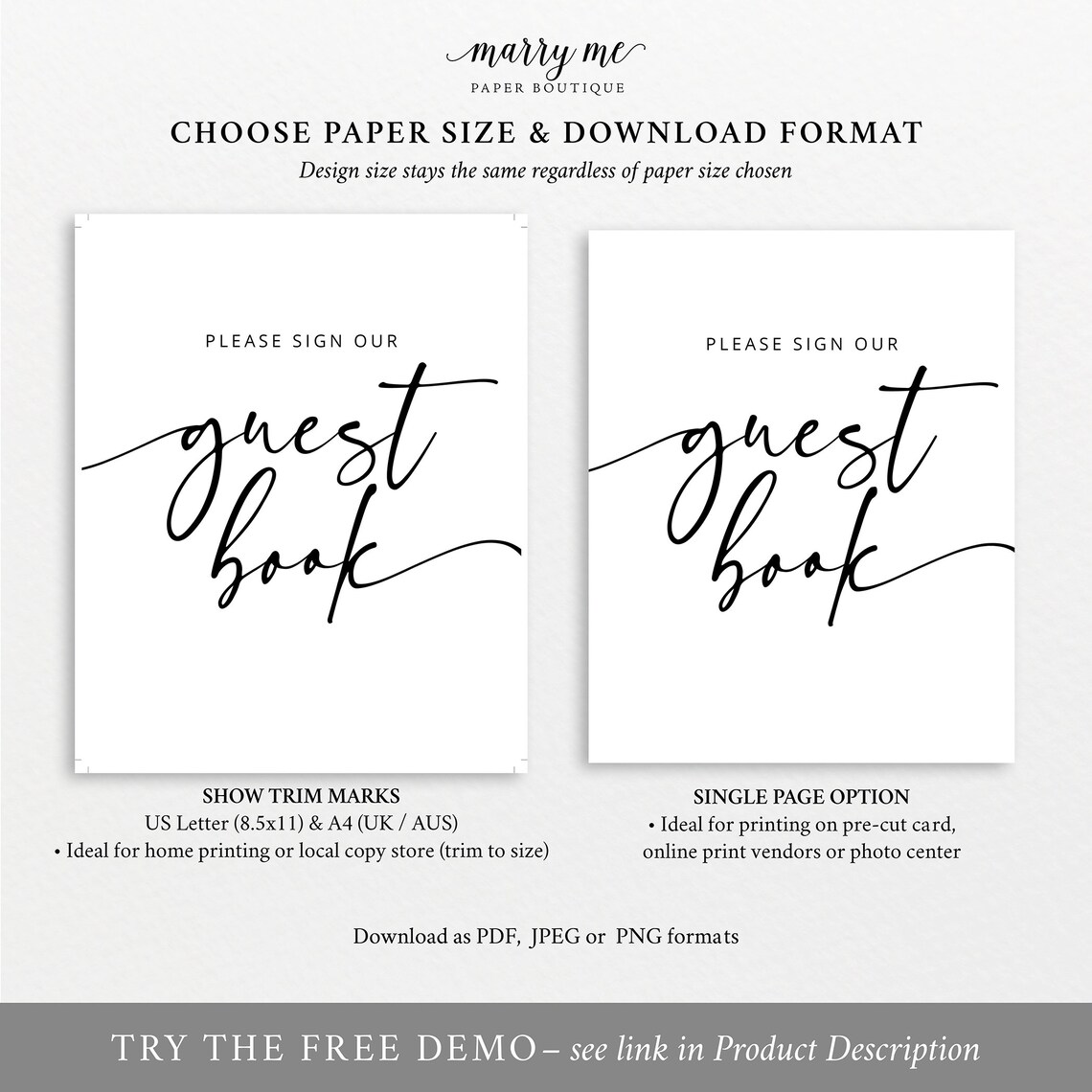 Guest Book Sign Template Modern Calligraphy Please Sign Our - Etsy