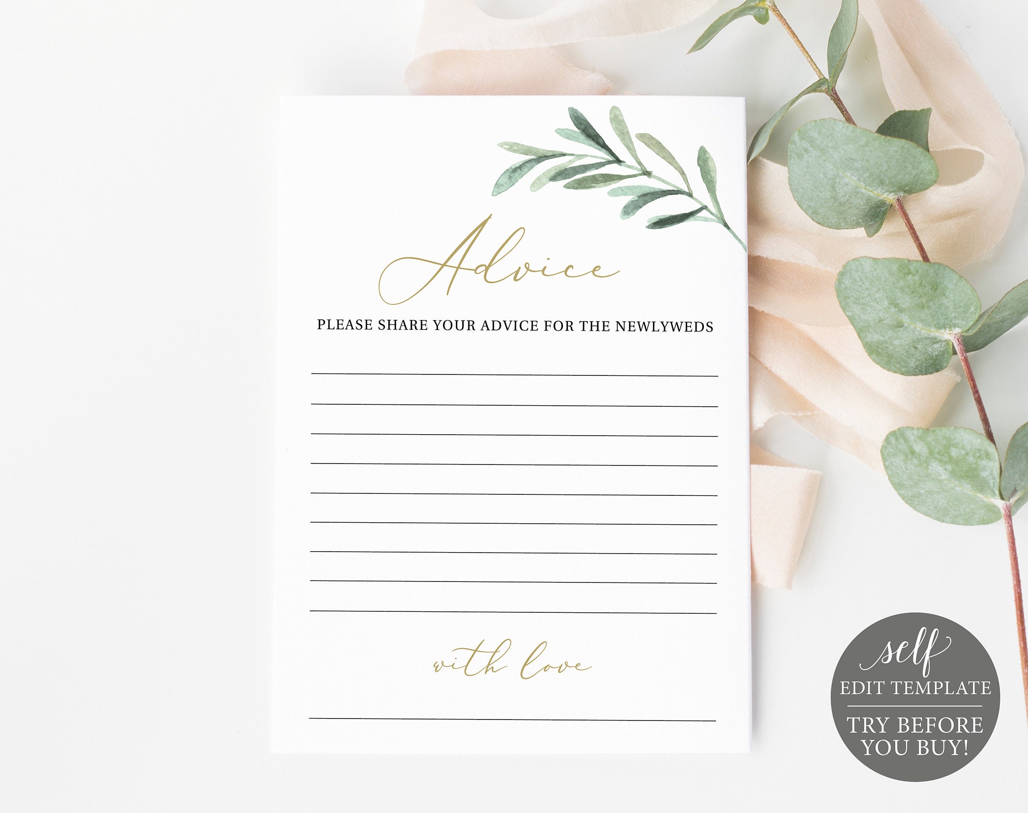 Advice Card Template FREE Demo Available Editable Instant | Etsy