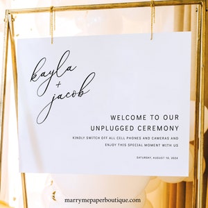 Unplugged Ceremony Sign Template, Modern Elegance, Editable Unplugged ...