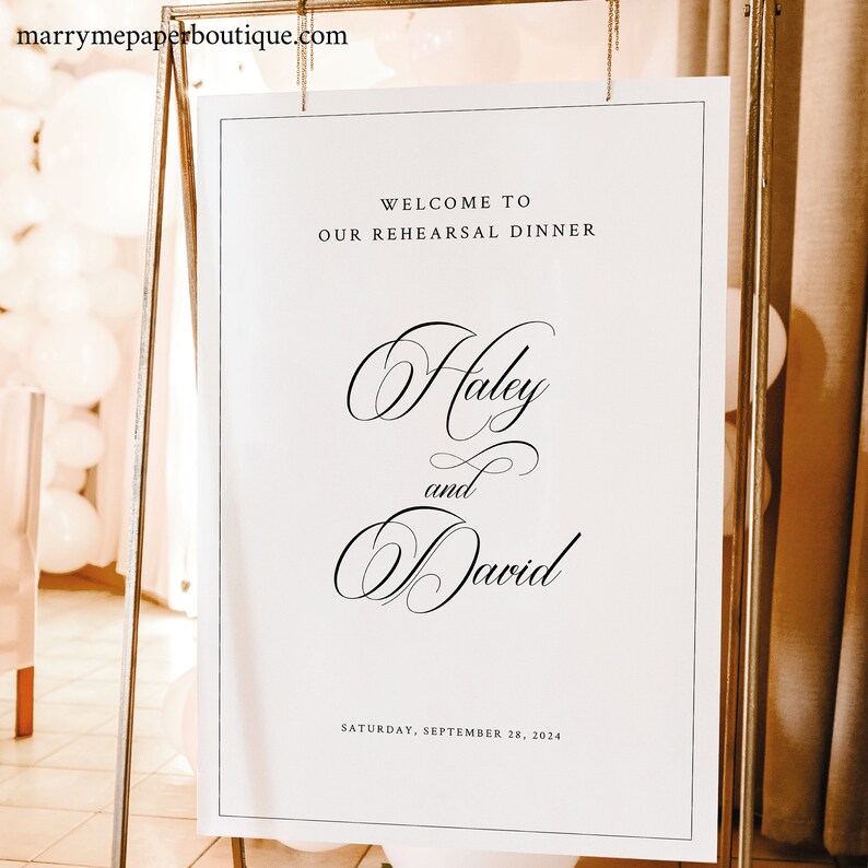 Rehearsal Dinner Welcome Sign Template Classic Calligraphy & - Etsy