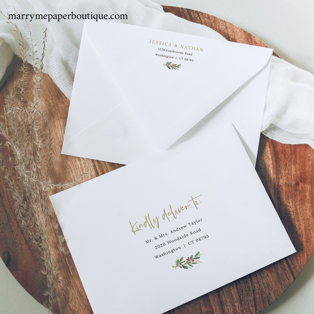 Wedding Envelope Address Template Winter Wedding Printable - Etsy