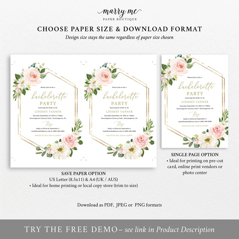 Bachelorette Party Invitation Template Editable Instant - Etsy