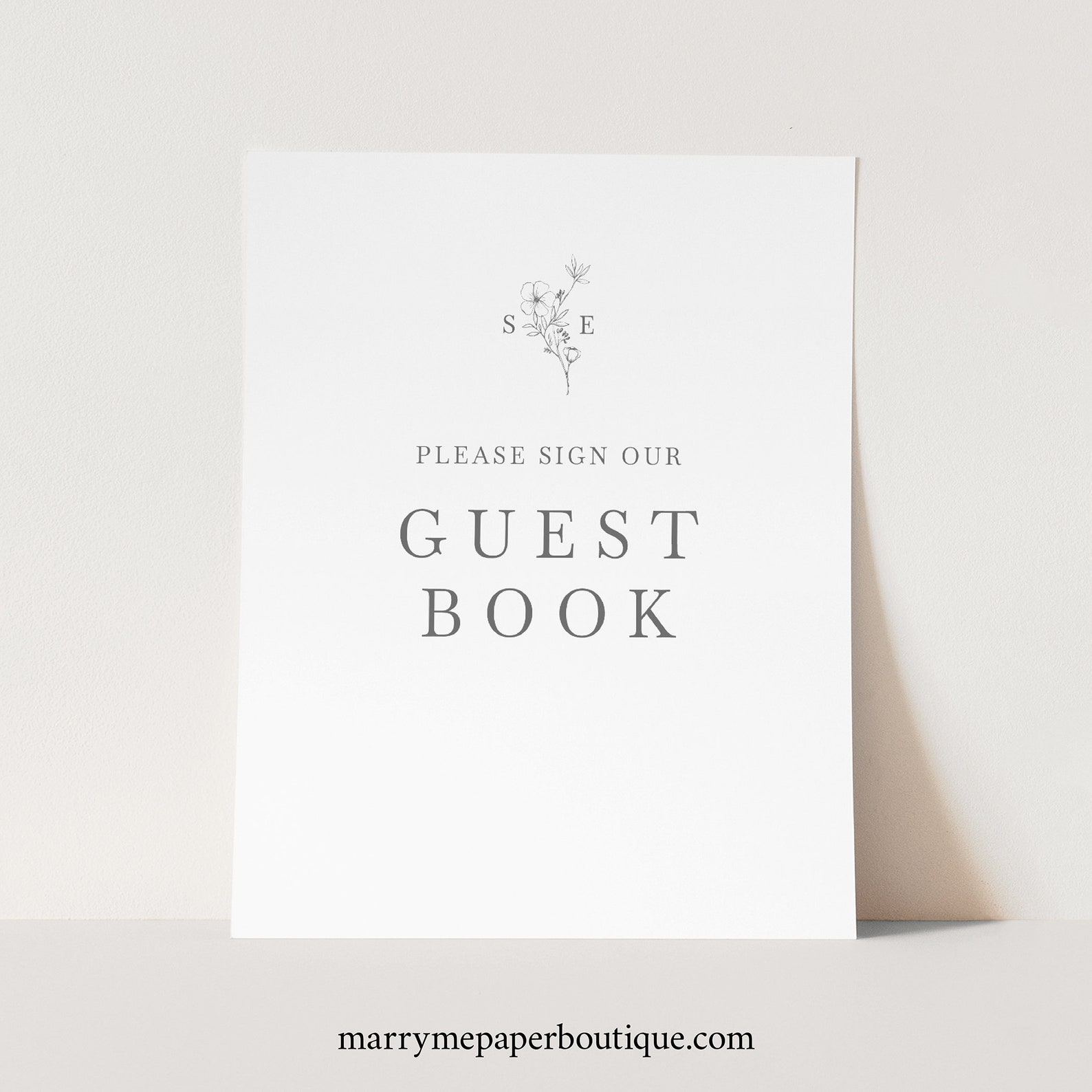 Guest Book Sign Template Floral Wedding Monogram Please Sign - Etsy